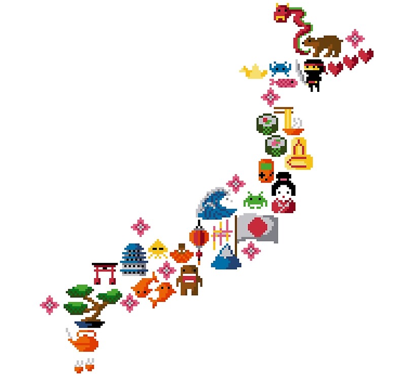 "Japan Map Pixel Art / Japanese Pixel Art" by PixlPrints | Redbubble