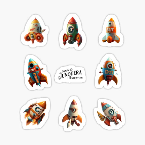"Collection of 8 STEAKERS from ROCKET TOY. 05" Sticker by Ignacio ...