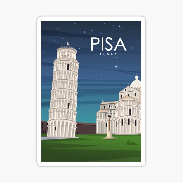 "Pisa Italy Vintage Minimal Retro Travel Poster" Sticker for Sale by ...
