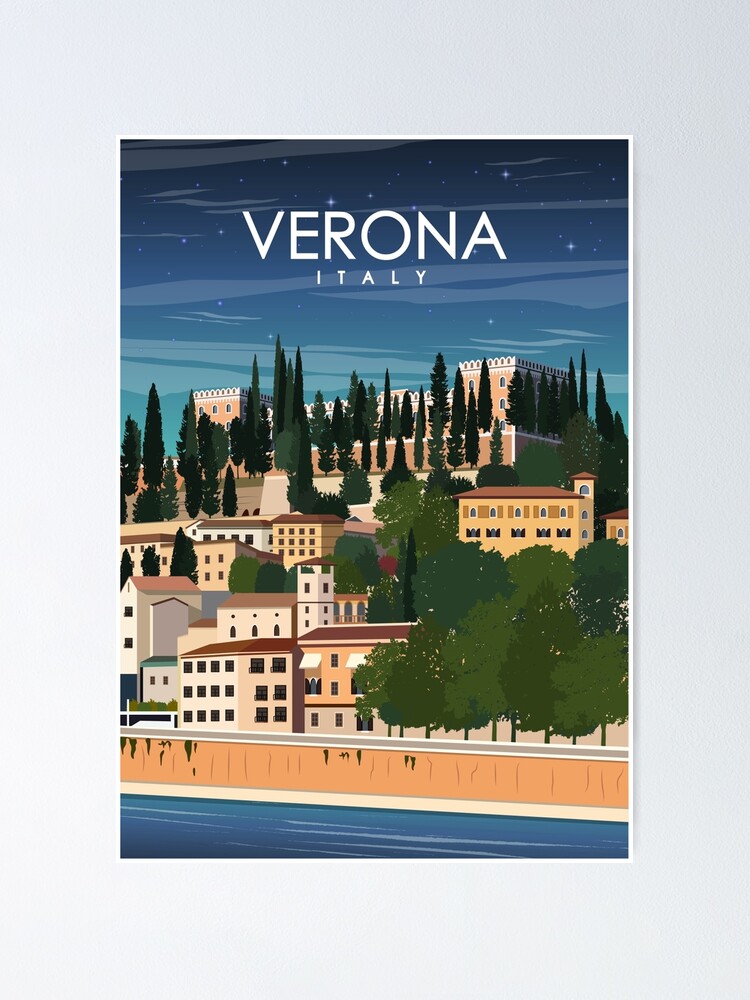 "Verona Italy Vintage Minimal Retro Travel Poster" Poster for Sale by ...