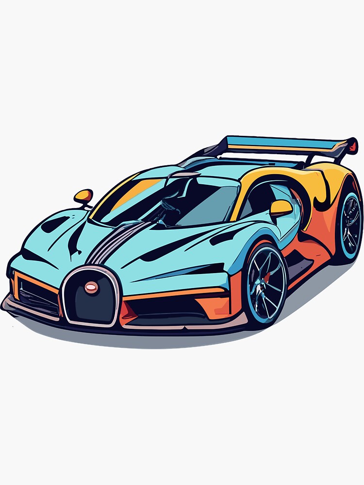 "Bugatti Bolide - Cartoon Design" Sticker for Sale by PoppinDesigner ...