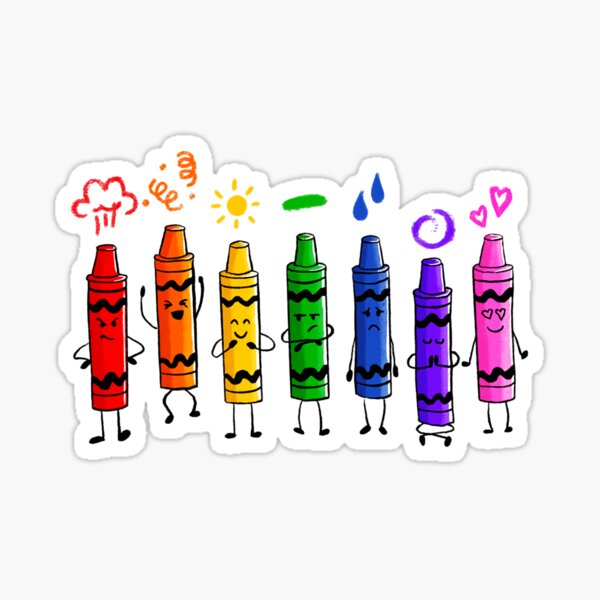 "Mood Color Crayons Teacher Funny Crayon Art" Sticker for Sale by Stepang | Redbubble