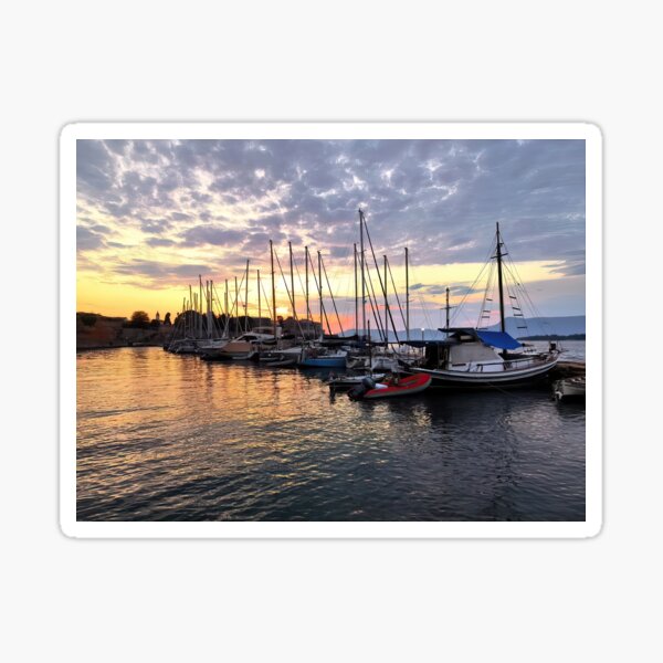 "Mandraki Marina in Corfu" Sticker for Sale by Hermossa-Art | Redbubble