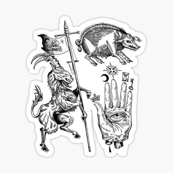 "Occult Satanic 666 Metalhead Gothic Witchy Baphomet Halloween Drawings ...