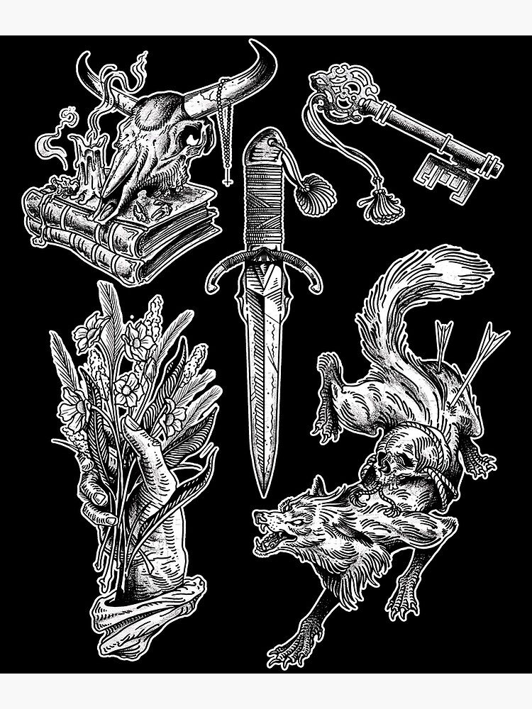 "Occult Dagger Evil eye Metalhead Gothic Witchy Halloween Drawings ...