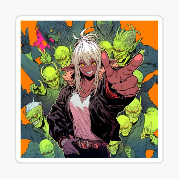"Cool Pointing Demon Hunter Anime Guy" Sticker for Sale by bubblegoth ...