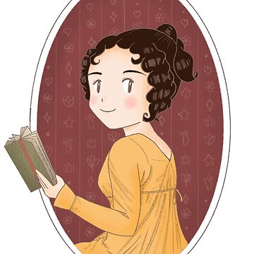 "Cute Elizabeth Bennet Reading Illustration" Sticker for Sale by ...