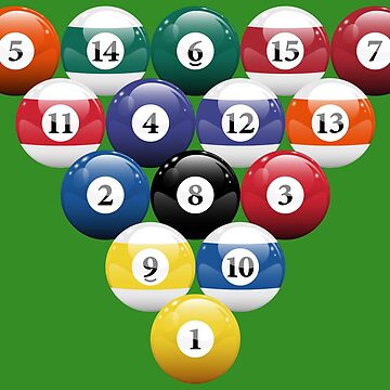 "Billiards Pool Balls Racked" Sticker for Sale by Jeremy Crotty | Redbubble