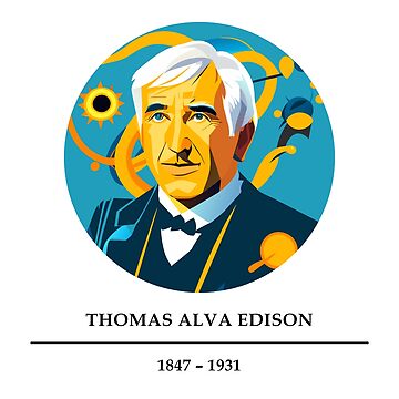 "Thomas Alva Edison (1847 – 1931) [Ai Generated Vector Art]" Sticker ...