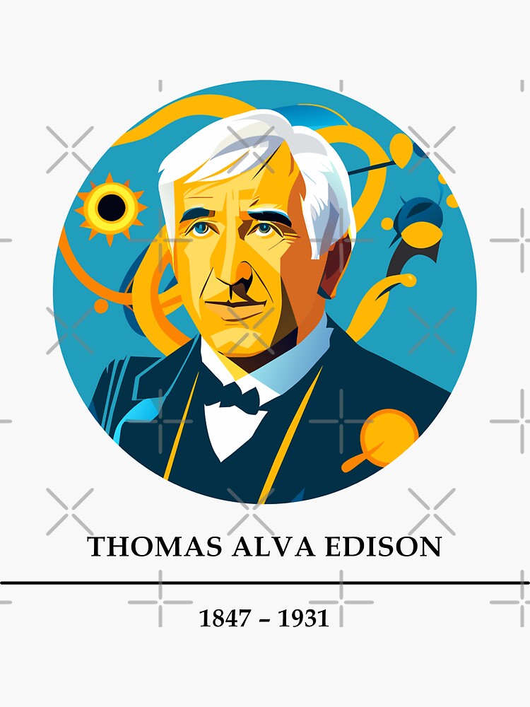 "Thomas Alva Edison (1847 – 1931) [Ai Generated Vector Art]" Sticker ...