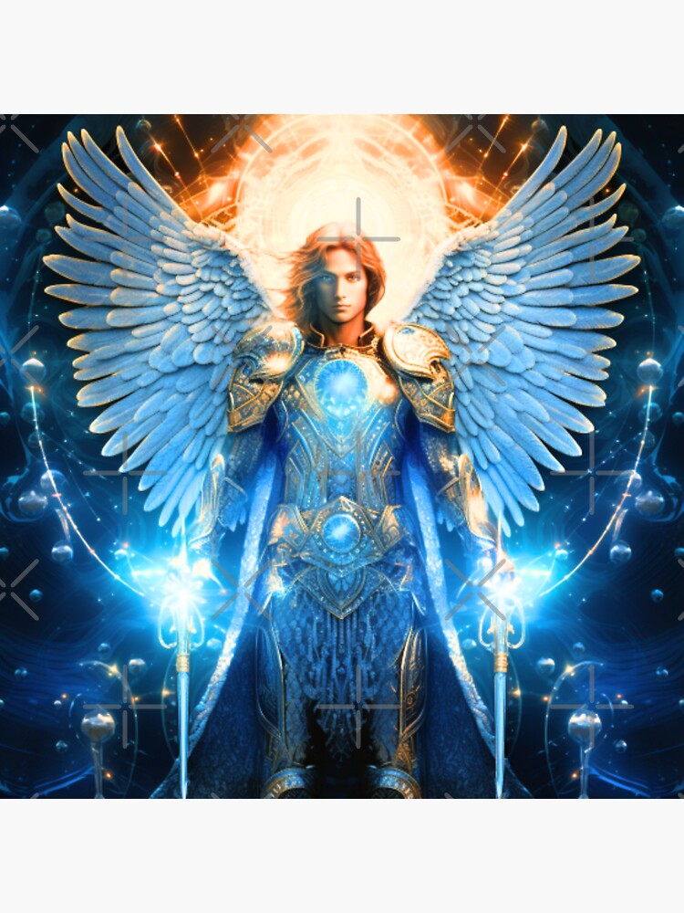 "Archangel Michael Blue Electric Fire " Sticker for Sale by Divine-Arts ...