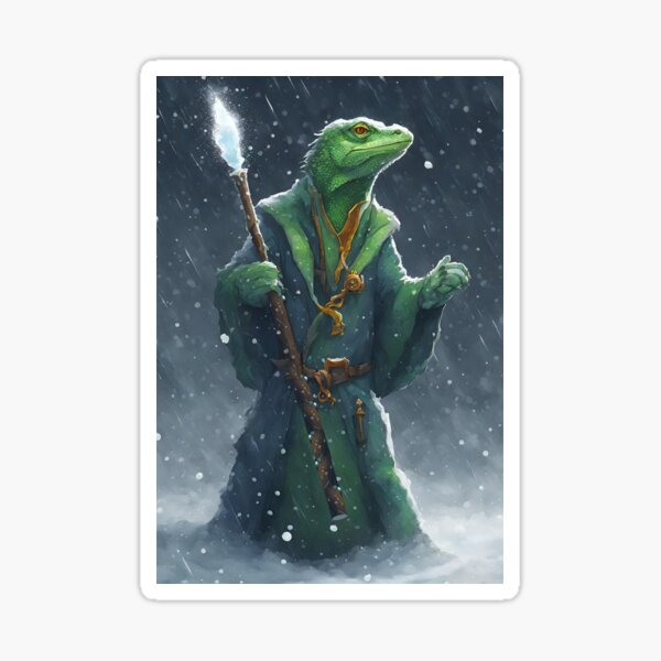 "Lizard Wizard in a Blizzard" Sticker for Sale by americancheez | Redbubble