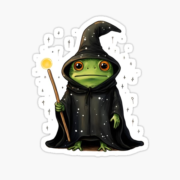 "Frog Wizard With Magic Wand" Sticker for Sale by Pencil box Color ...