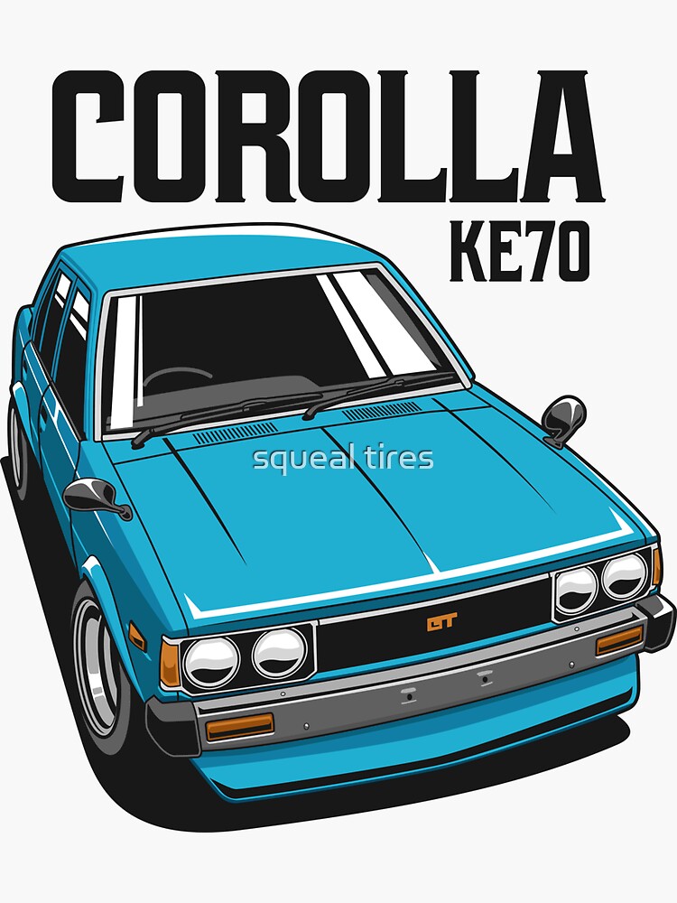 "Corolla KE70 " Sticker for Sale by squeal tires | Redbubble