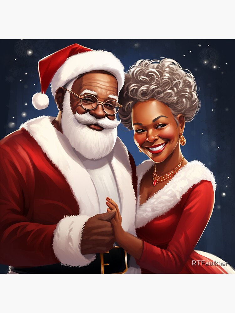 "Black Mr. And Mrs. Santa Claus" Sticker for Sale by RTFaulkner | Redbubble