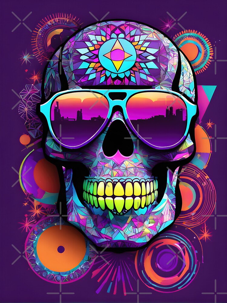 "30 Sugary Chic: Smiling Skull Shades" Sticker for Sale by Artekinium ...