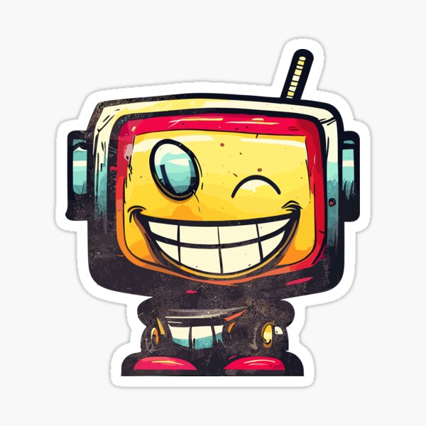 "Cute funny happy robot" Sticker for Sale by TomFrontierArt | Redbubble