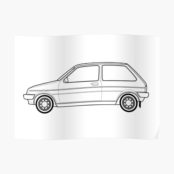 "Austin Mini-Metro Outline Drawing" Poster by RJWautographics | Redbubble
