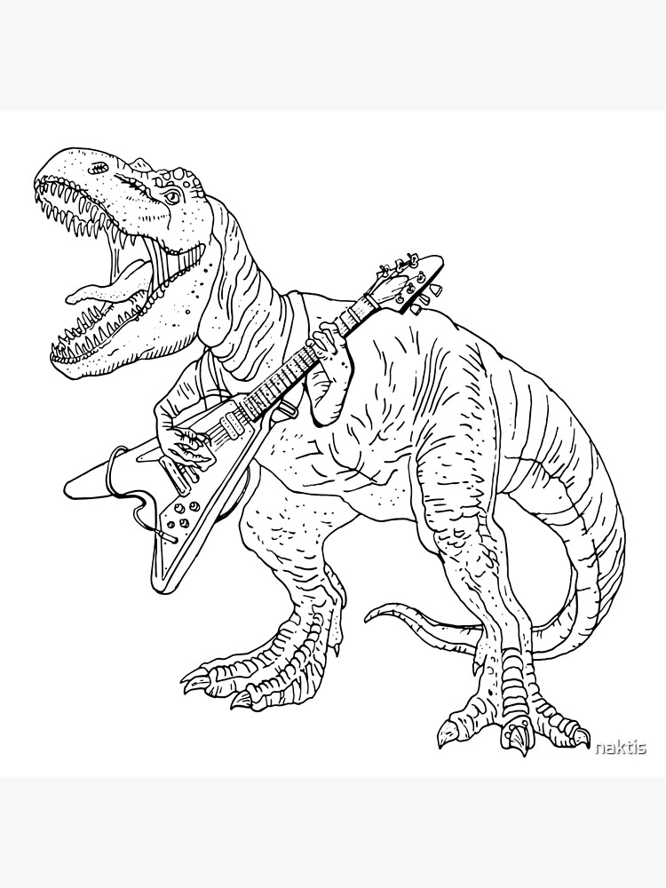 "Heavy metal dinosaur graphic style for tattoo and coloring fans ...