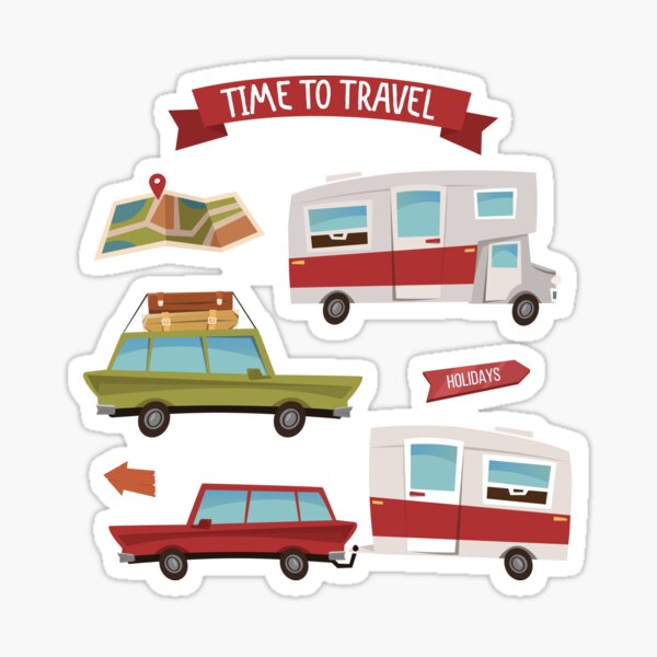 "Travel Transportation Set. Travel Camper. Family Van. " Sticker by ...
