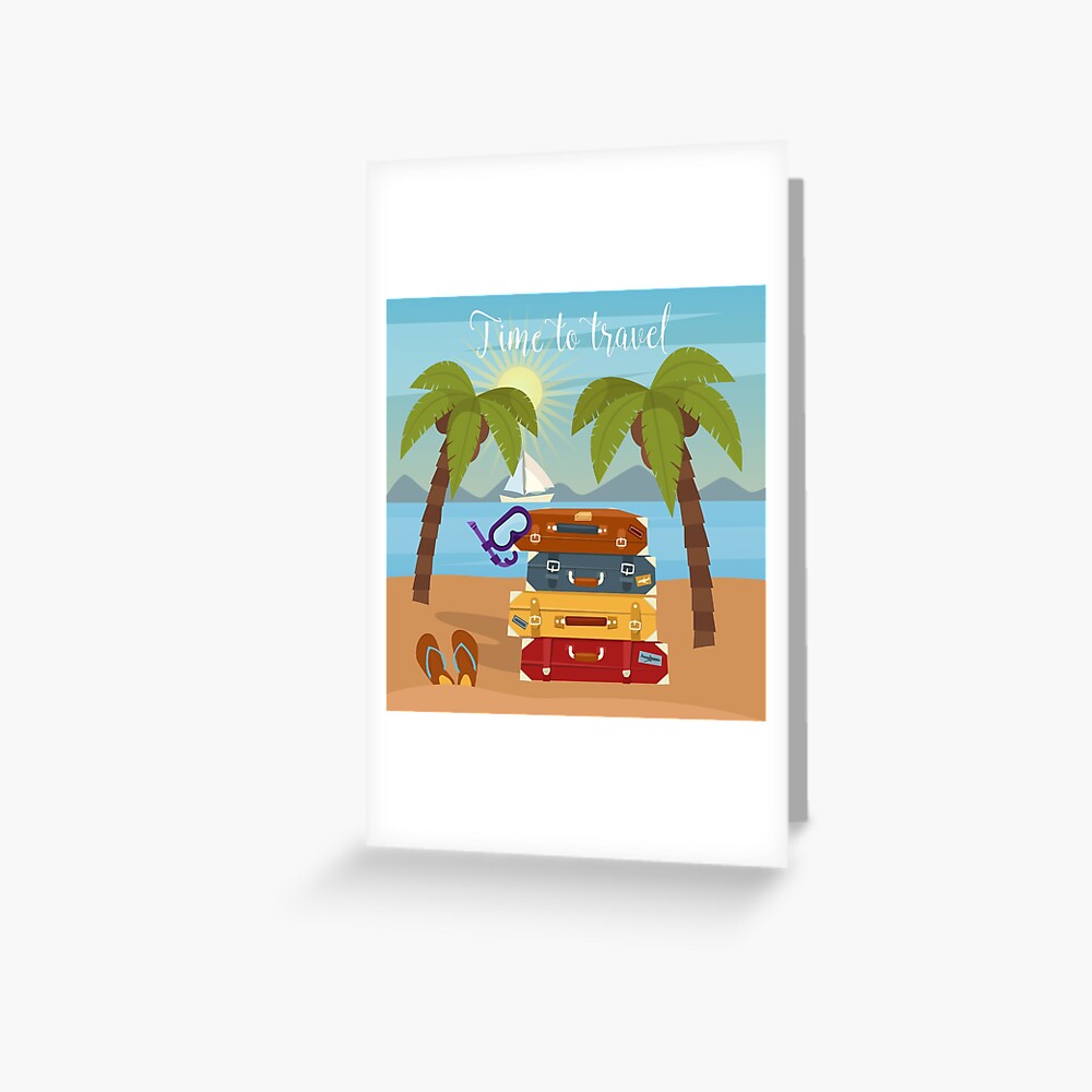 "Tropical Vacation. Travel Baggage. Beach Vacation. " Greeting Card by ...