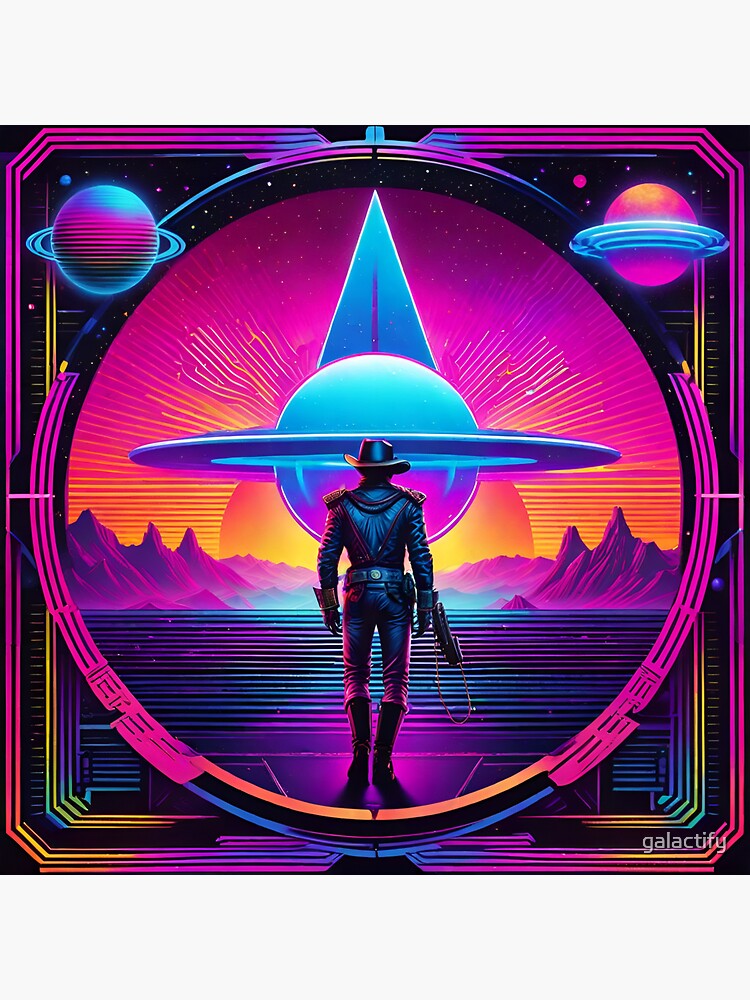"Space Cowboy: Retro Synthwave Art" Sticker for Sale by galactify ...