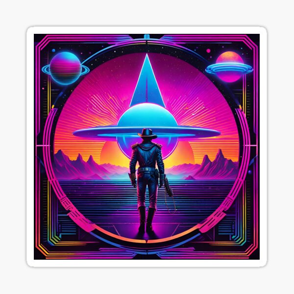 "Space Cowboy: Retro Synthwave Art" Sticker for Sale by galactify ...
