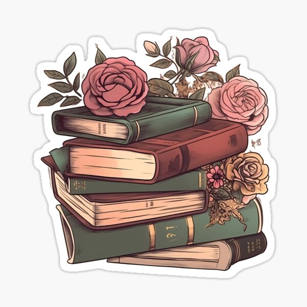 "Book aesthetic with flowers" Sticker for Sale by Good Mind Design ...