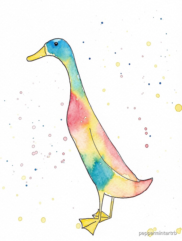 "Colourful Runner Duck From an original Peppermint Art Watercolour" by ...