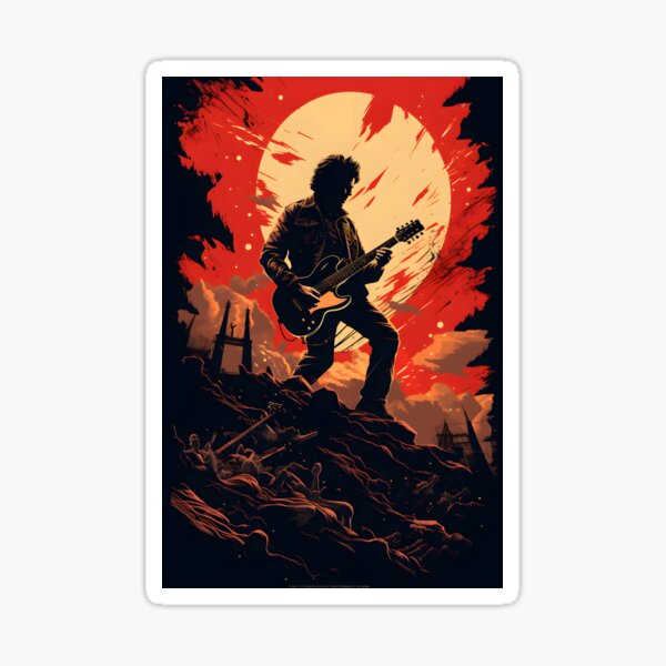 "Post Apocalyptic Guitarist Playing Guitar" Sticker for Sale by Jew-e ...