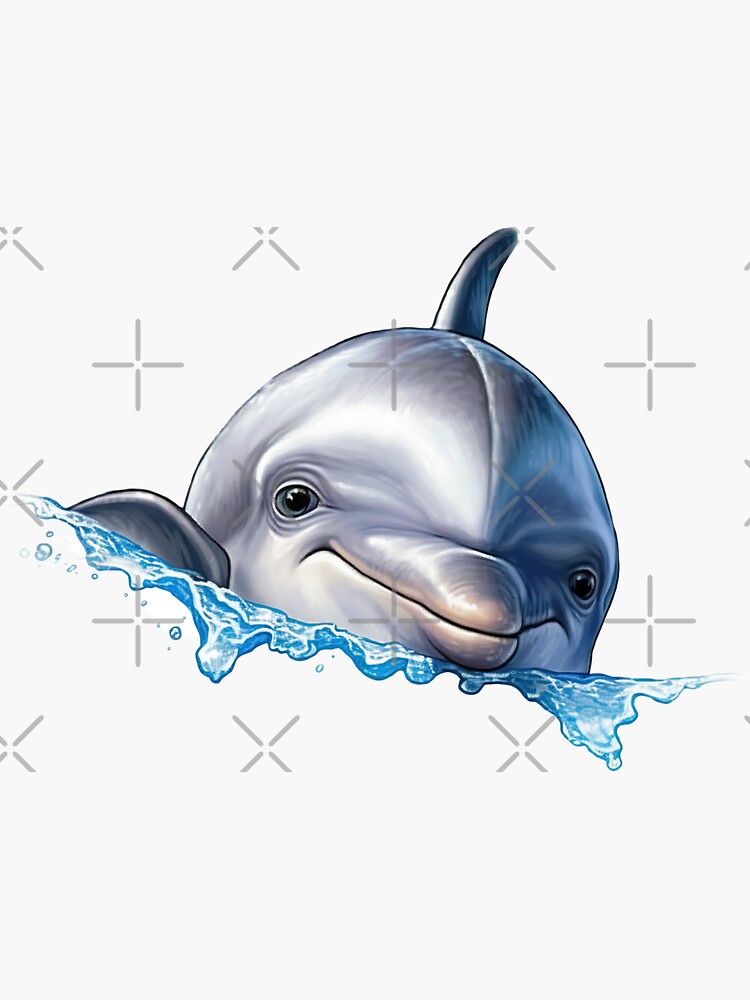 "cute peeking delfin" Sticker for Sale by PositiveIdeas | Redbubble