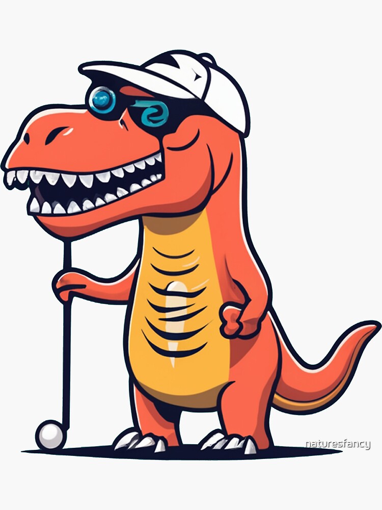 "Funny Trex Dinosaur Playing Golf Sports" Sticker for Sale by ...