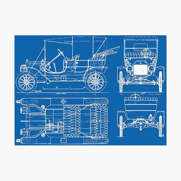 "Ford Model T Blueprint" Photographic Print for Sale by CallMeInspired ...