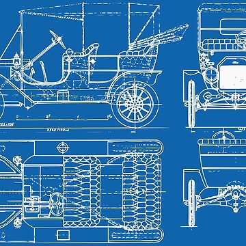 "Ford Model T Blueprint" Sticker for Sale by CallMeInspired | Redbubble