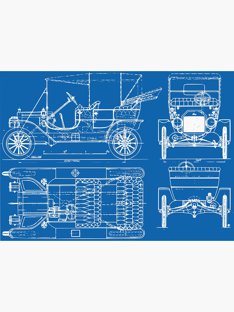 "Ford Model T Blueprint" Sticker for Sale by CallMeInspired | Redbubble