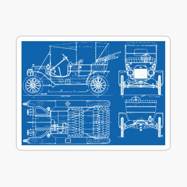 "Ford Model T Blueprint" Sticker for Sale by CallMeInspired | Redbubble