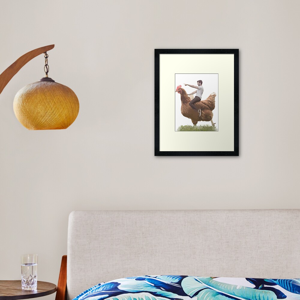 "Guy Riding Chicken" Framed Art Print for Sale by Falcorion | Redbubble