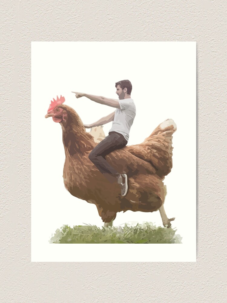 "Guy Riding Chicken" Art Print for Sale by Falcorion | Redbubble