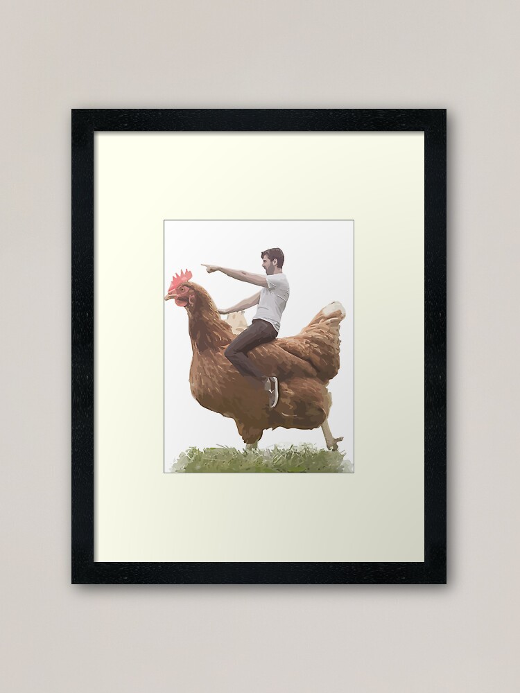 "Guy Riding Chicken" Framed Art Print for Sale by Falcorion | Redbubble
