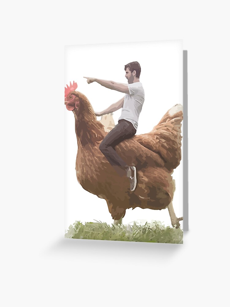 "Guy Riding Chicken" Greeting Card for Sale by Falcorion | Redbubble