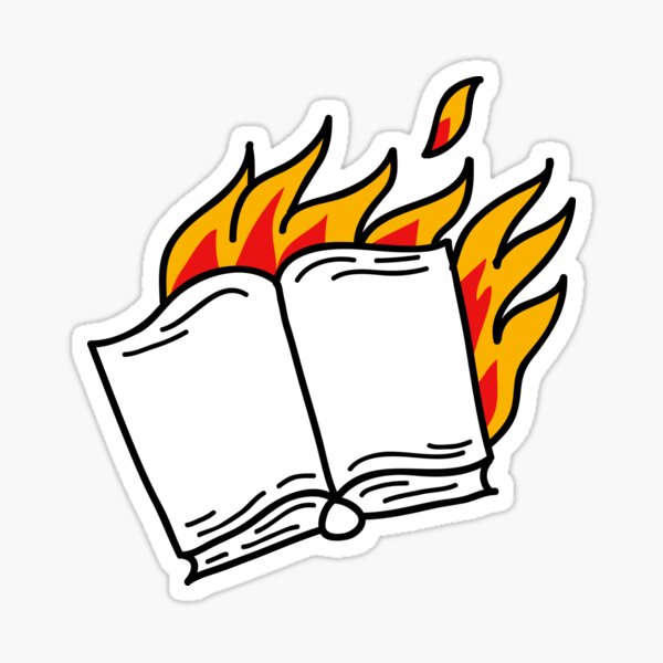 "book on fire illustration traditional tattoo flash" Sticker for Sale ...