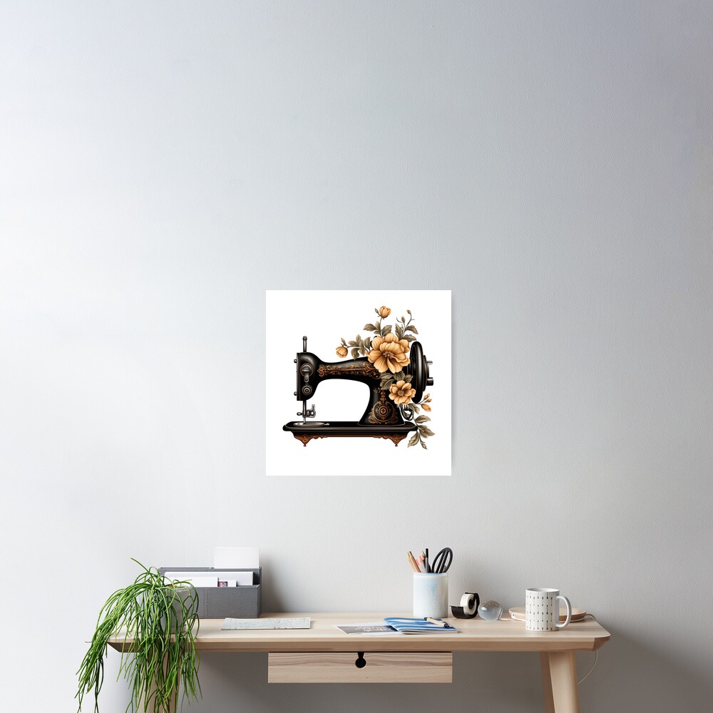 "Vintage Sewing Machine" Sticker by YumeeCraft | Redbubble