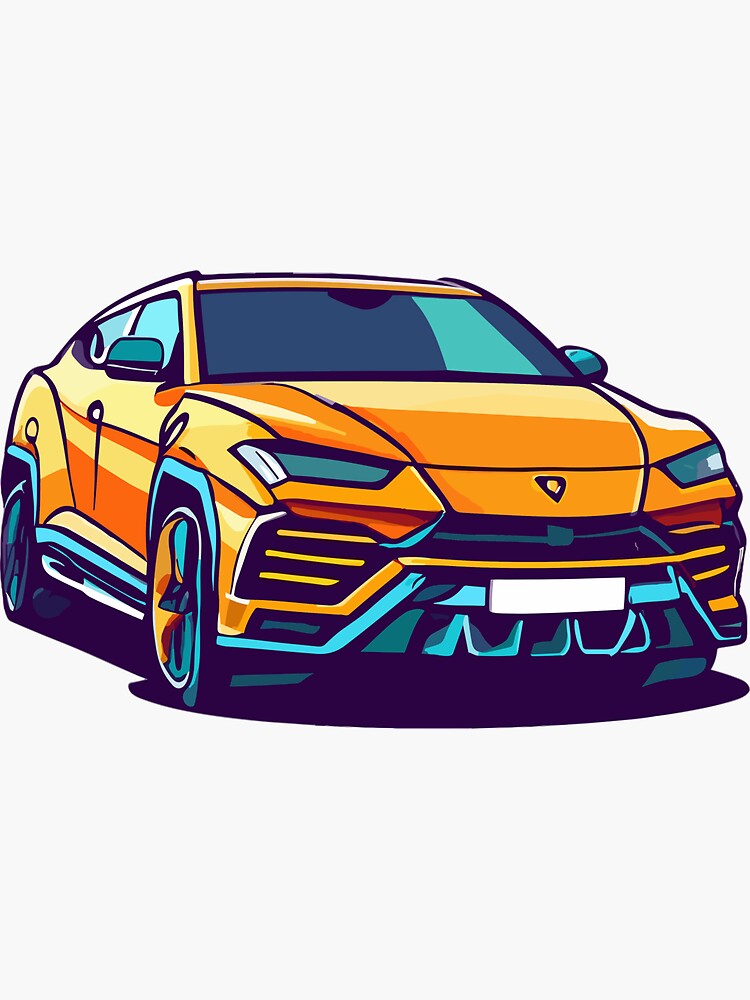 "Lamborghini URUS - Cartoon Design" Sticker for Sale by PoppinDesigner ...