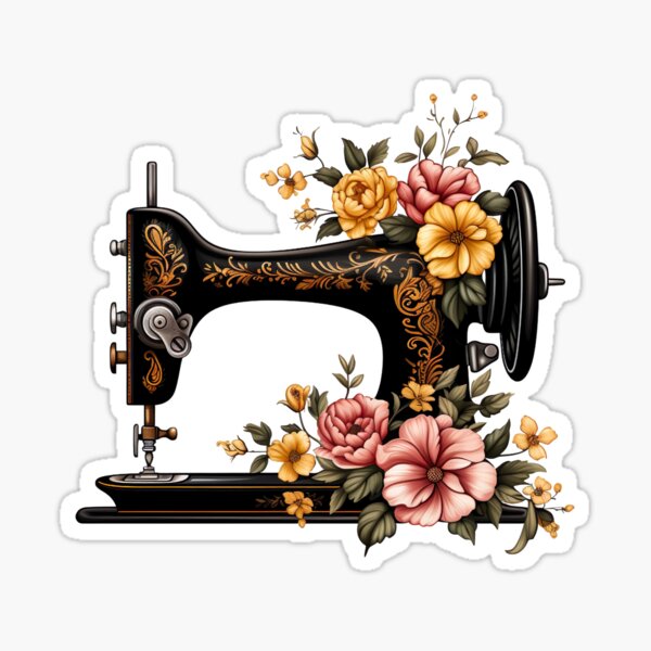 "Vintage Sewing Machine" Sticker by YumeeCraft | Redbubble