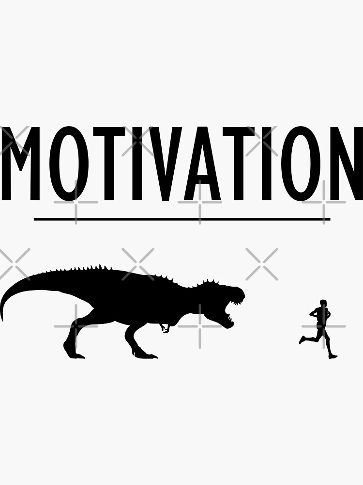 "Chasing Motivation: Runner vs. T-Rex" Sticker by teesandlove | Redbubble