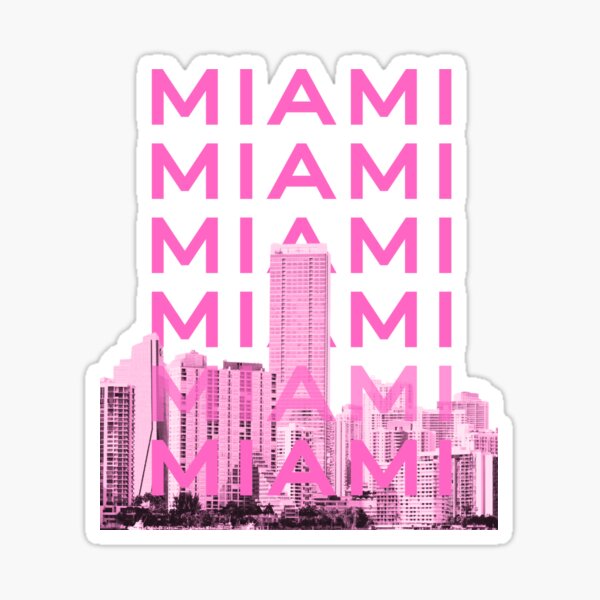 "Miami Beach, Miami Travel Art, Preppy, Pink, Preppy Travel" Sticker ...