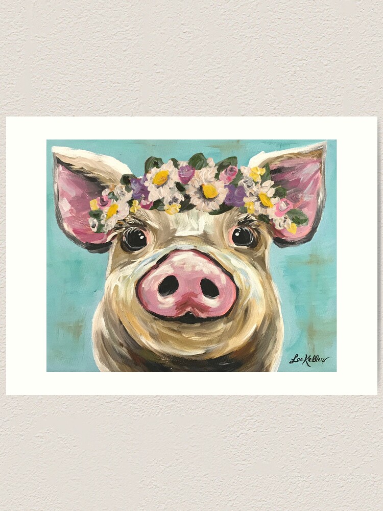"Cute Pig Art, Farmhouse Pig art" Art Print for Sale by leekellerart ...