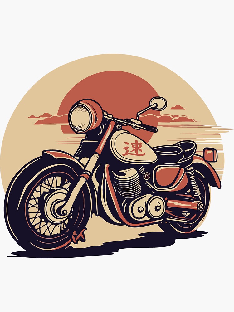 "A good japanese art of motorcycle riding adventure speed" Sticker for ...