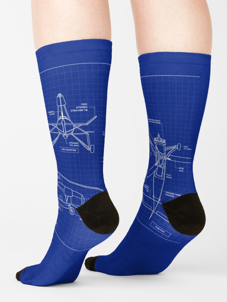 "Autogyro: Cierva C.30 (Blueprint)" Socks for Sale by Blue Galaxy Designs | Redbubble
