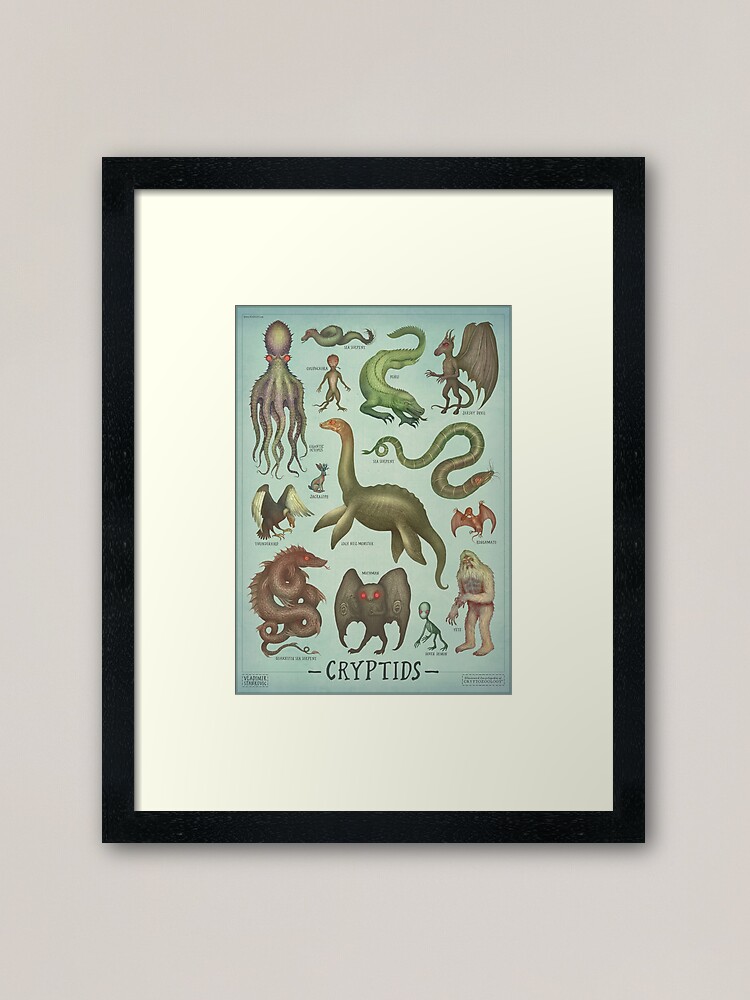 "Cryptids - Cryptozoology species" Framed Art Print for Sale by vladimirsart | Redbubble
